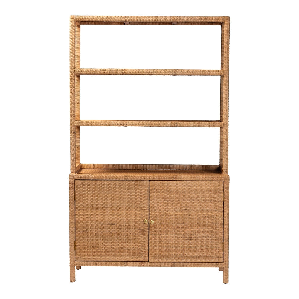 Mortis Natural Rattan Display Shelf with 2-Door Cabinet — Cool Stuff ...