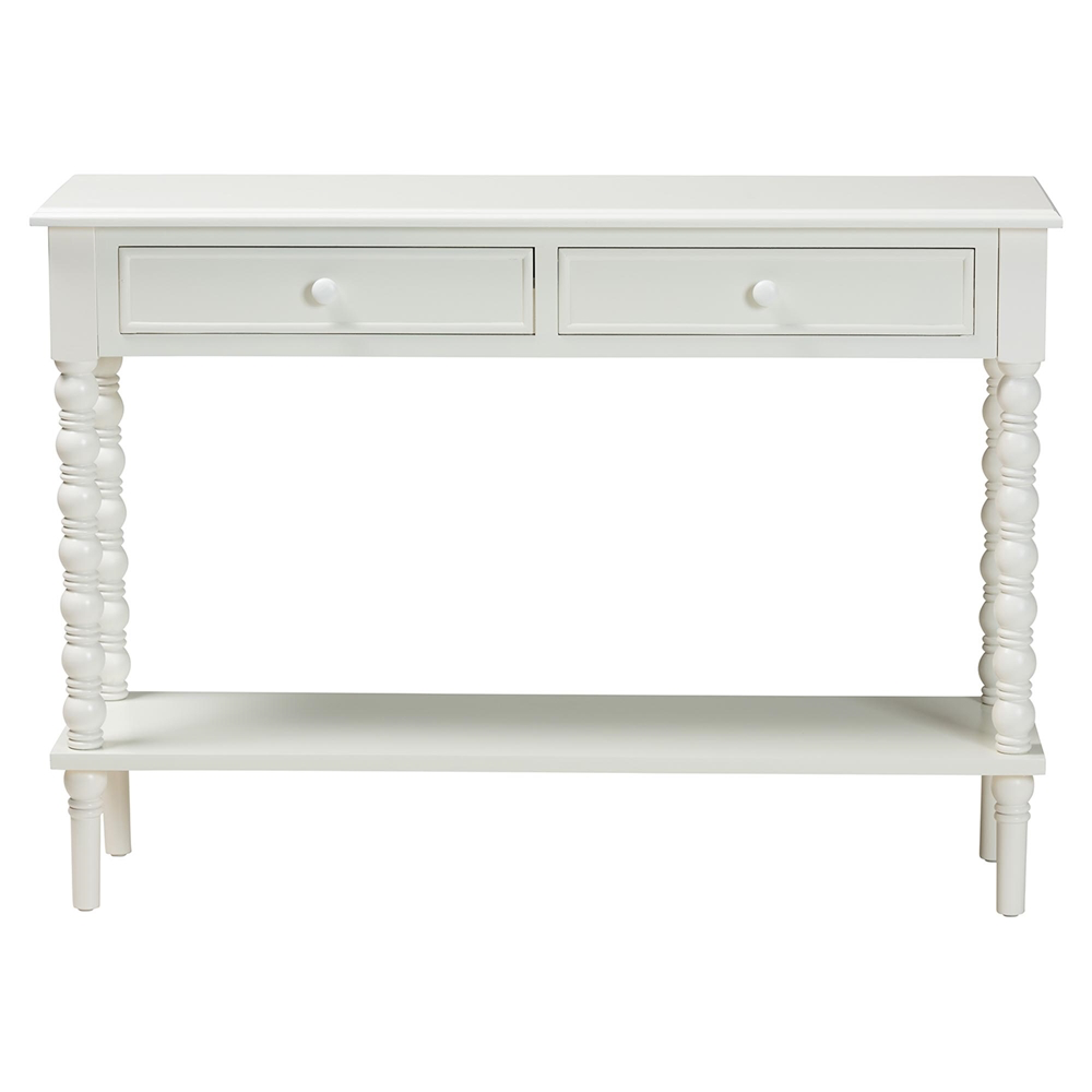 Malinda Classic White 2-Drawer Console Table with Spindle Legs — Cool ...